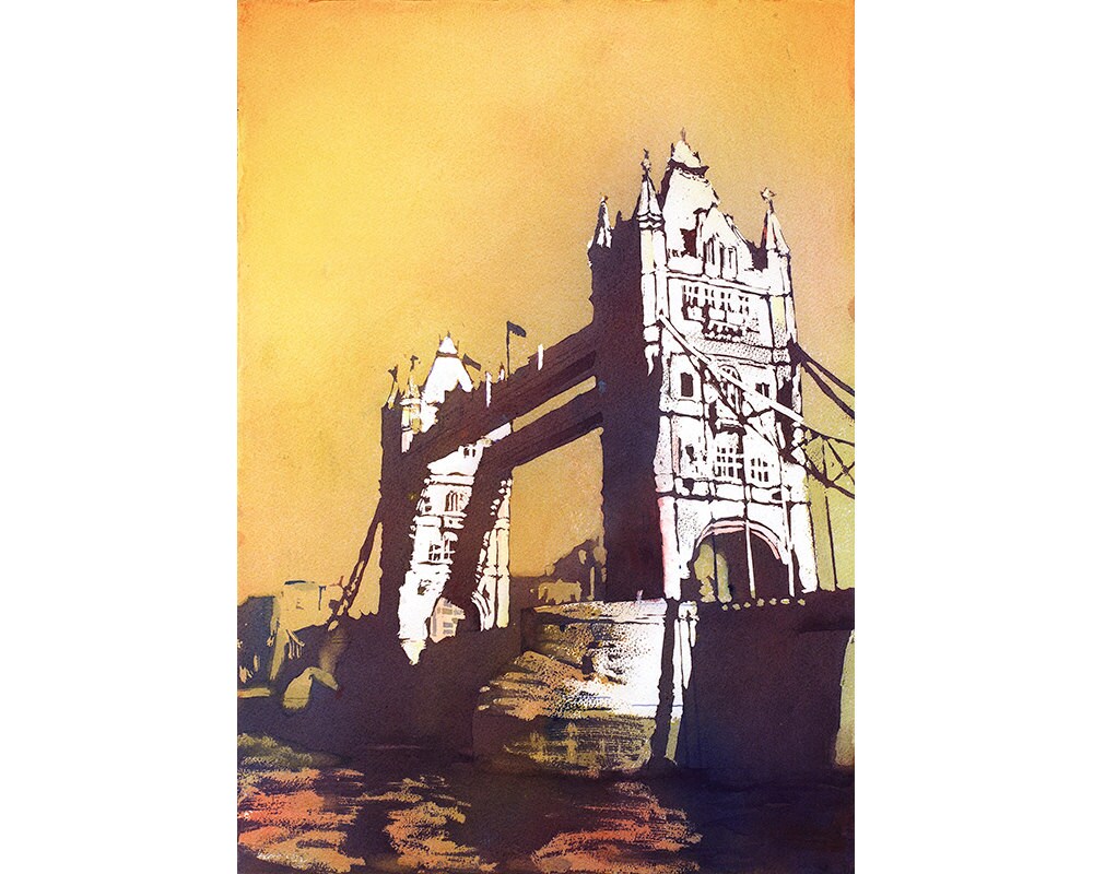 Tower Bridge- London, England. Tower Bridge painting. London, UK paint ...